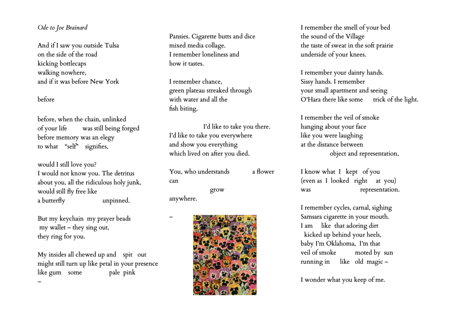 2023 Ekphrastic Poetry Prize Third Place Winner: "Ode to Joe Brainard ...